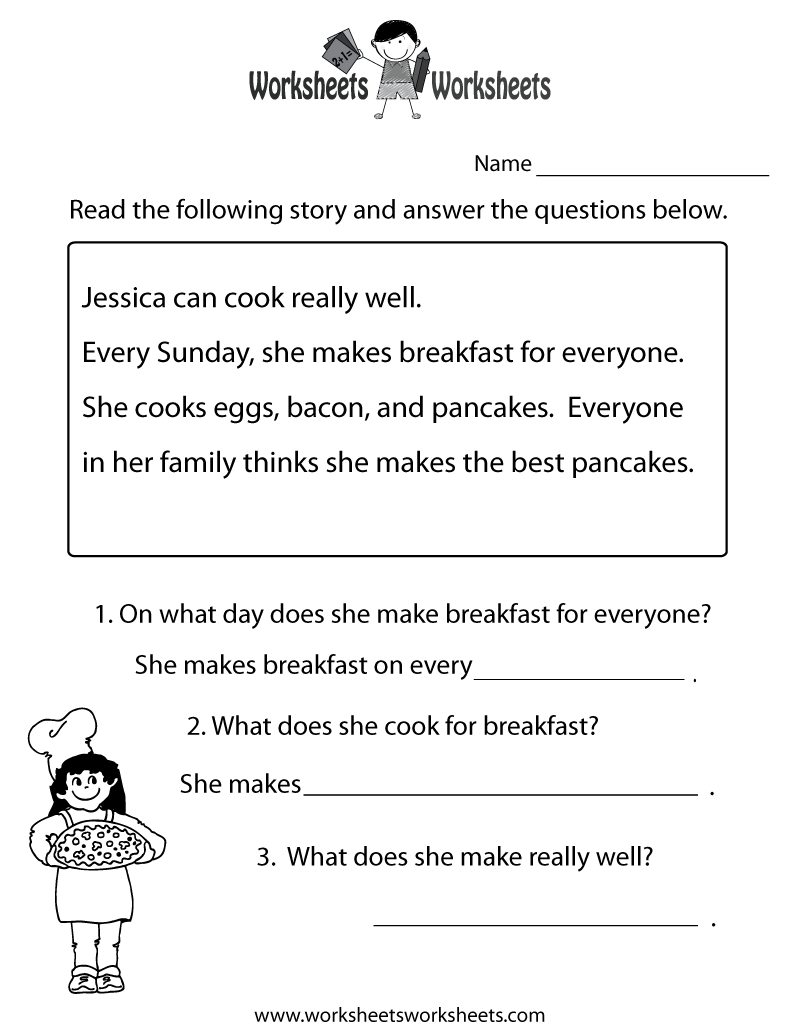 Reading Comprehension Worksheet For 2nd Grade Lesson Planet Free 