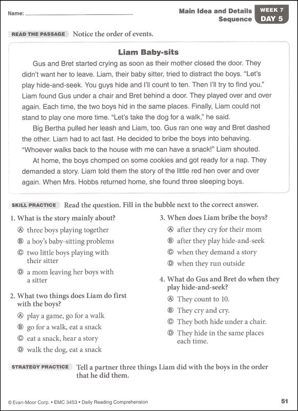 Printables English Reading Comprehension For Grade 3 Daily Reading